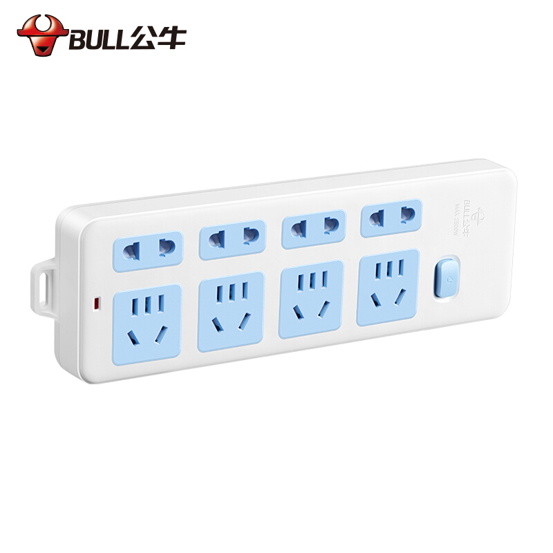 公牛(BULL) 新国标插座转换器插排插线板接线板 8位总控无线插座 GN-403